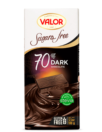 VALOR DARK CHOCOLATE 70% WITH STEVIA 100G